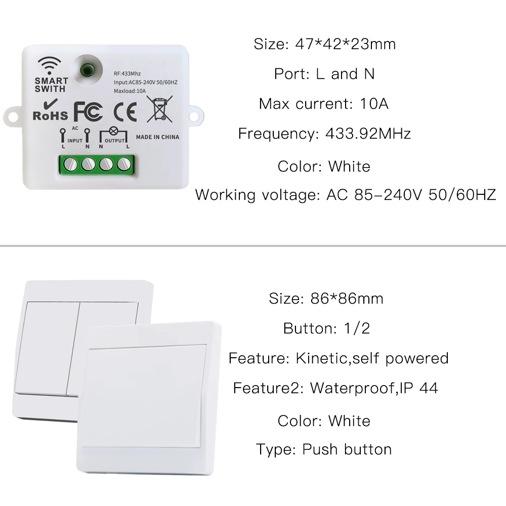 Mini Rf Könnyű Intelligens Kapcsoló 433Mhz Kinetikus Vezeték Nélküli ...