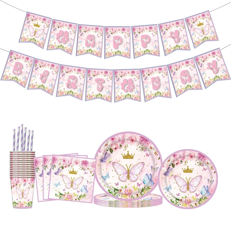 Juego de vajilla desechable para fiesta, plato de papel, servilleta, pancarta, de feliz ...