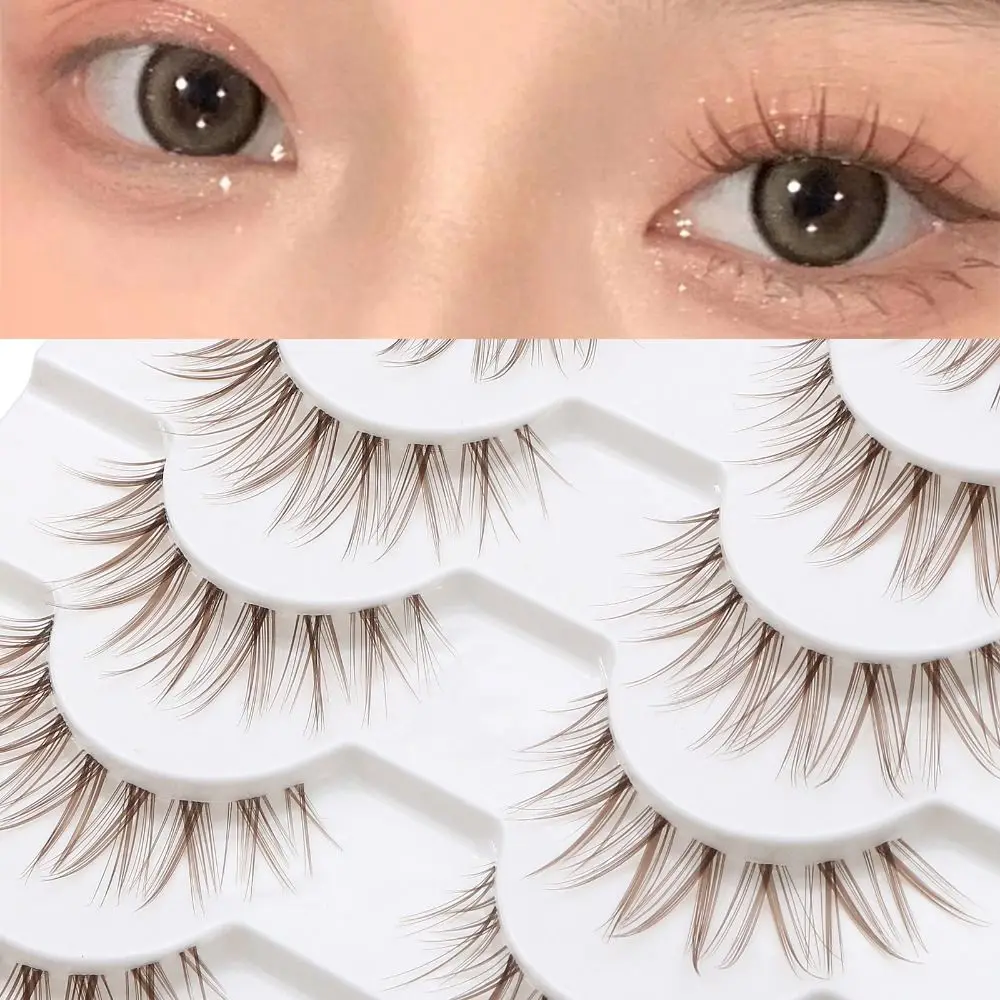 10-Pairs-Natural-Look-Brown-False-Eyelashes-Fashion-3D-Japanese-Cosplay ...