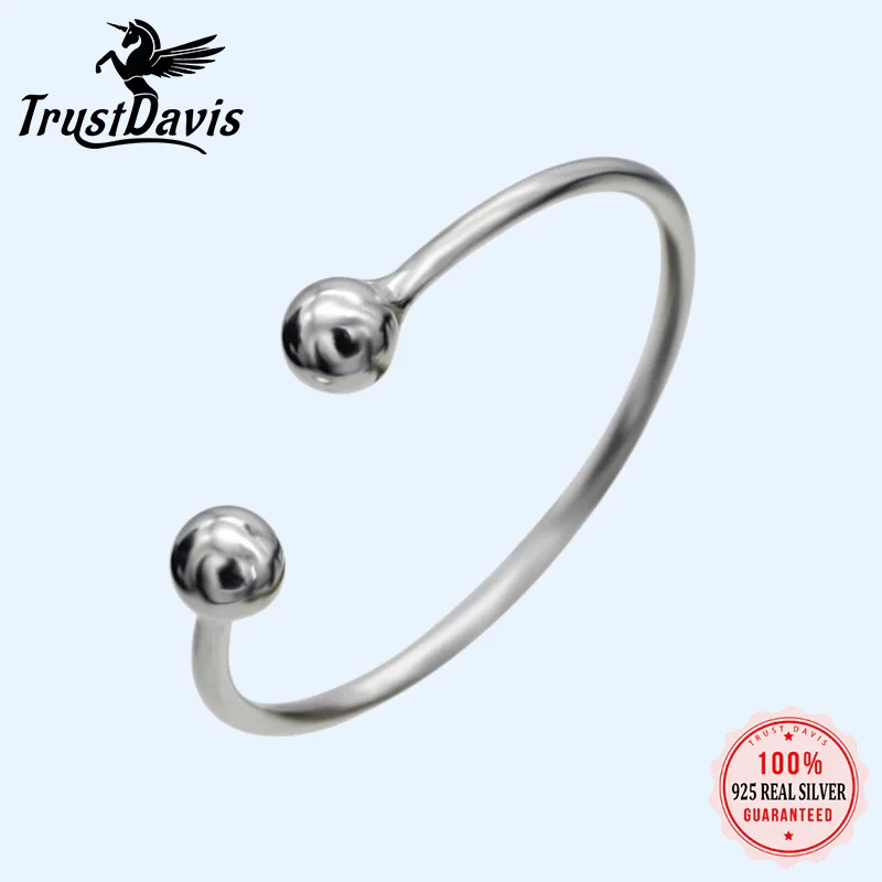 Trustdavis Trendy 100% 925 Sterling Silver Fashion Small Ball Opening ...