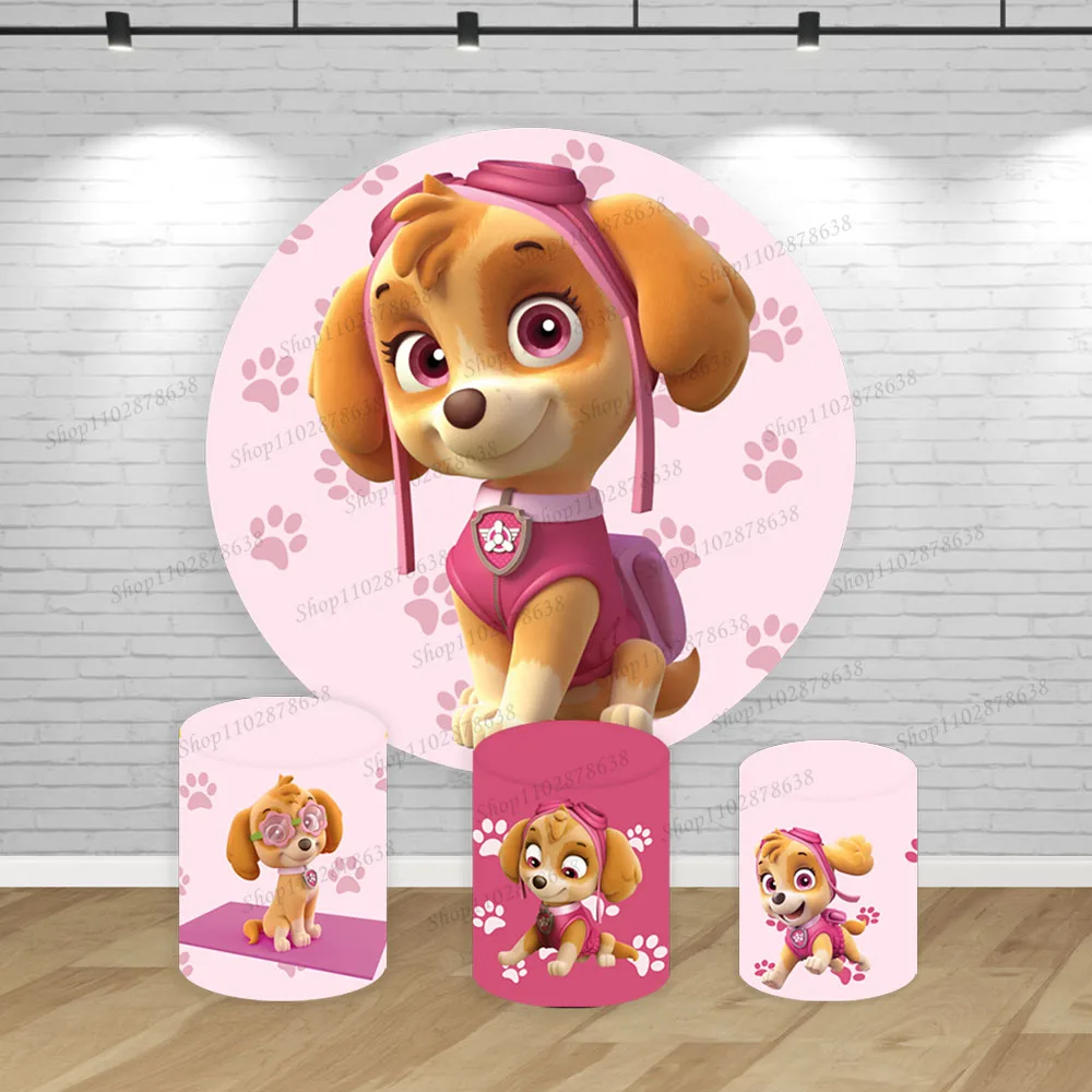 Paw-Patrol-Skye-Round-Backdrop-Covers-For-Girls-1st-Birthday-Party ...