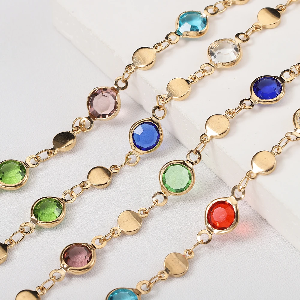 1Meter-Colorful-Crystal-Glass-Beaded-Chains-KC-Gold-Color-Chains-for ...