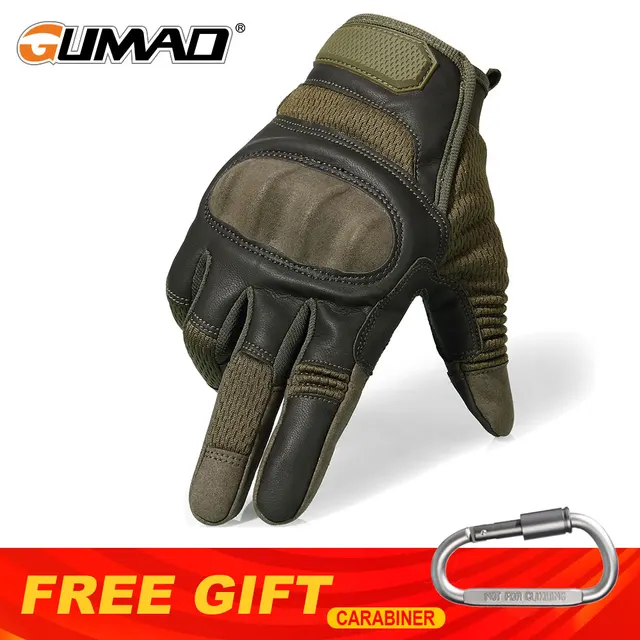 PU Leather Tactical Gloves Touch Screen Hard Shell Full Finger Glove ...