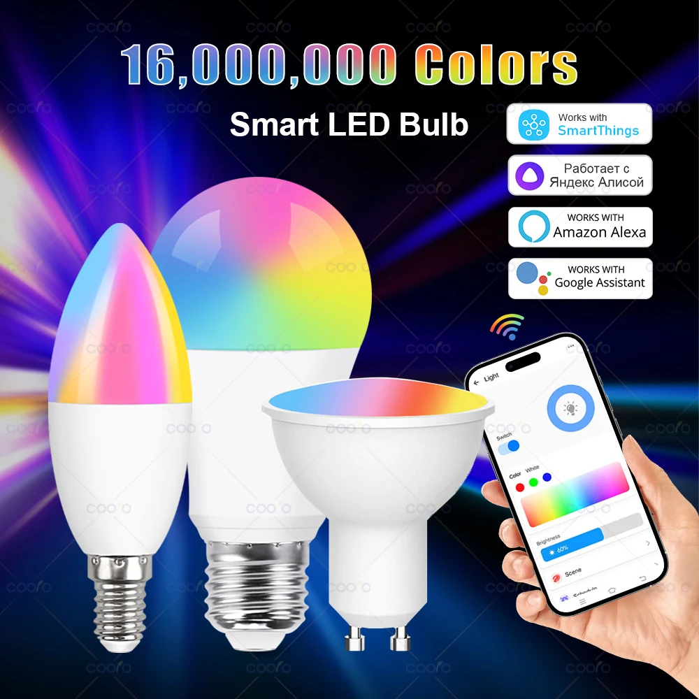 COOLO EWelink Zigbee WiFi Smart LED Light Bulbs E14 GU10 E27 Dimmable ...