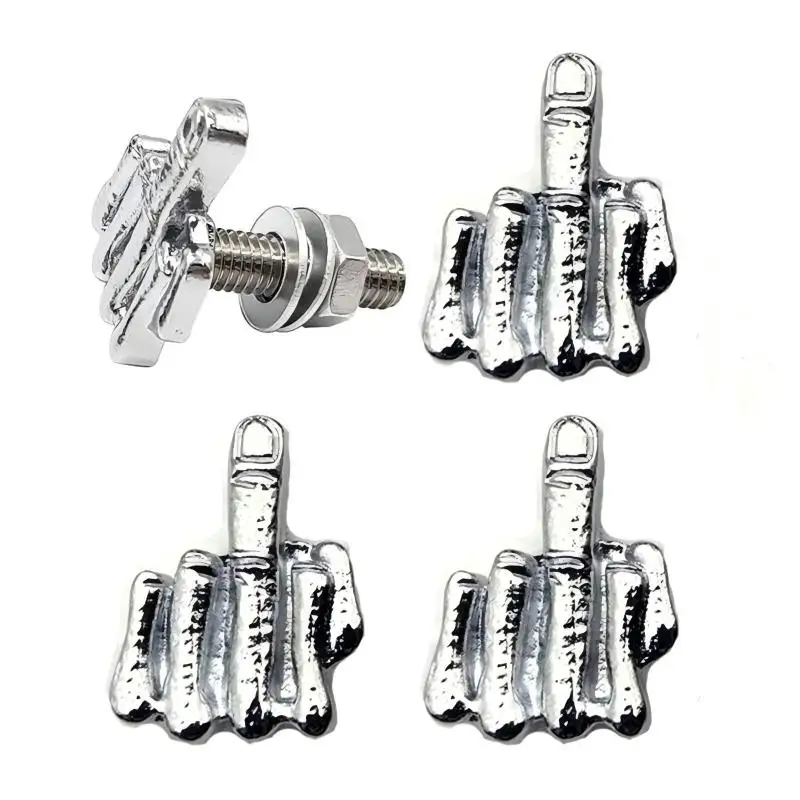 4Pcs For Car Tag Frame Motorcycle Screws Replacement Kit Middle Finger ...