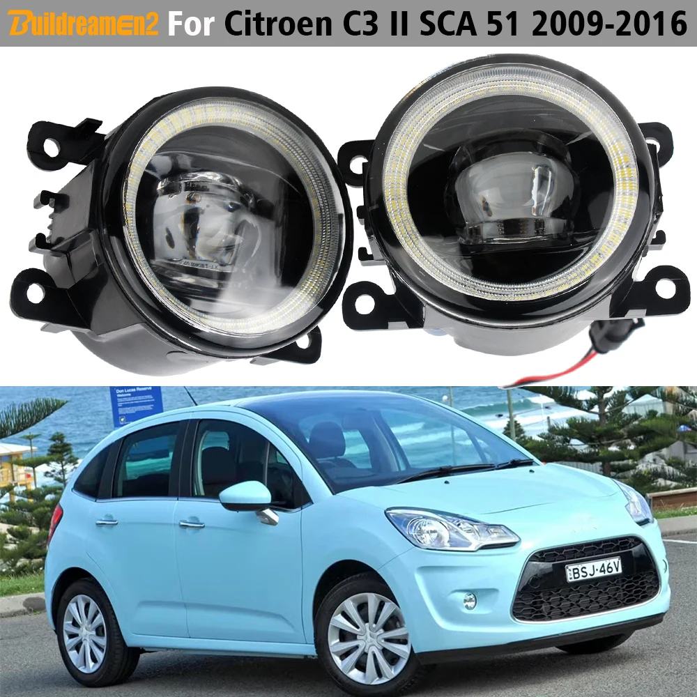 Carro LED Fog Light, Angel Eye Daylight, DRL 12V, apto para Citroen C3 ...