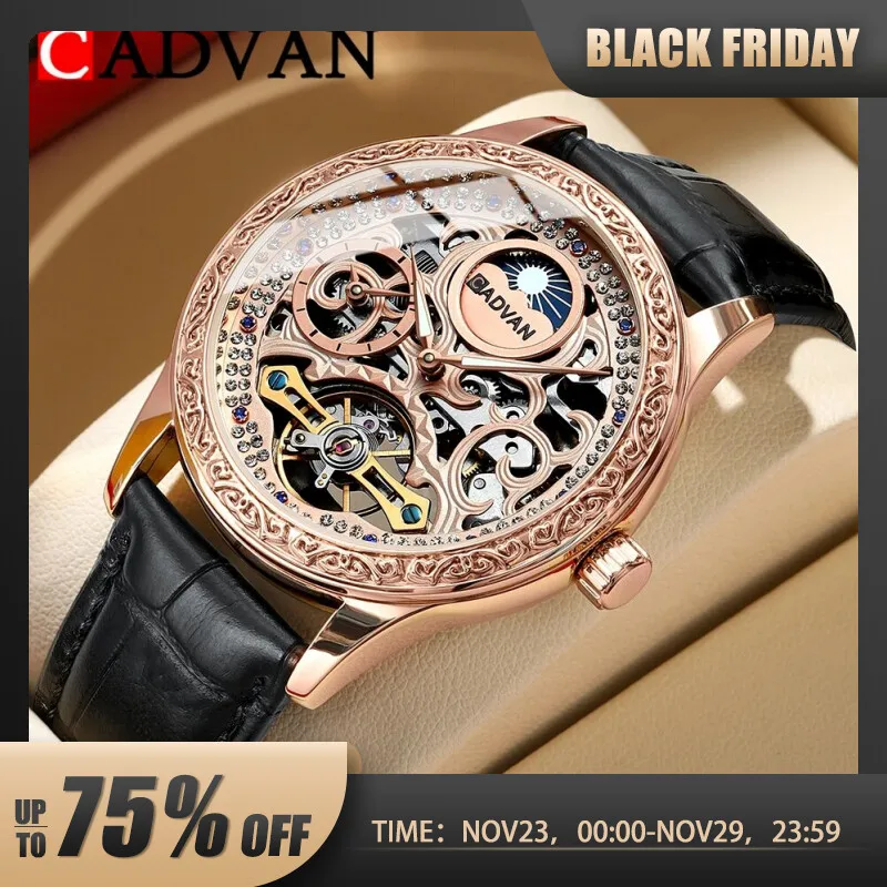 CADVAN-Men-Watches-Automatic-Mechanical-Watch-Tourbillon-Clock-Genuine ...