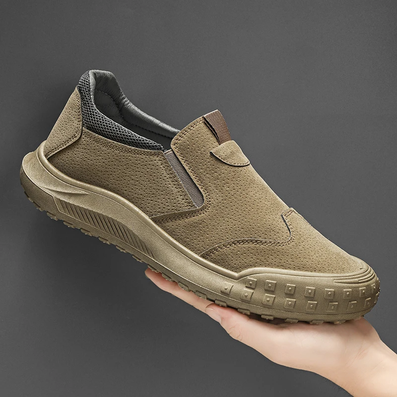 Men's Slip Resistatnt Work Sneaker Casual Loafers Leather Slip-on ...
