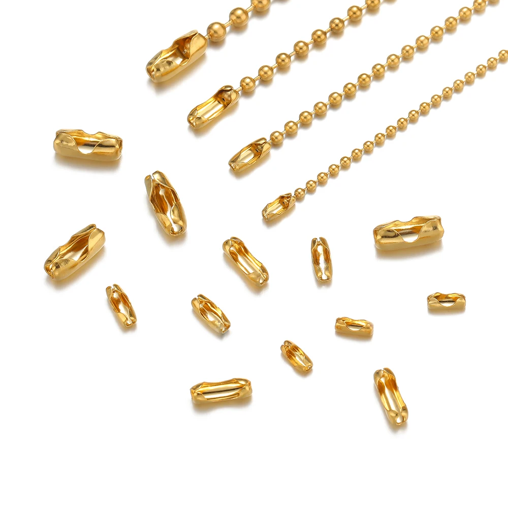 100/200pcs Stainless Steel Gold Plated Bead Chain Link Waist Clasps for ...
