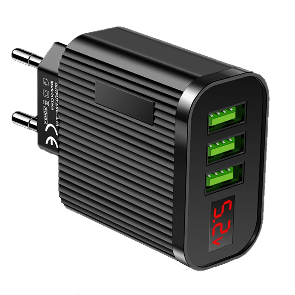 USB-Charger-Block-Phone-Charger-3-USB-Ports-USB-Power-LED-Display ...