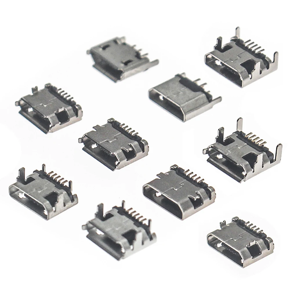 50/100pcs 10 style micro USB Female 5p DIP Type B SMD SMT USB ...