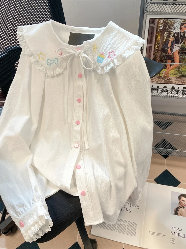 Women White Shirts and Blouses Y2k Aesthetic Vintage Harajuku 2000s ...