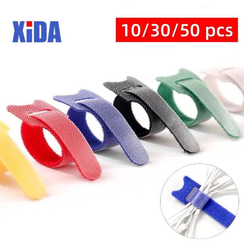 10-30-50Pcs-12x150mm-Reusable-Ties-Hook-And-Loop-Fastener-Double-Sided ...