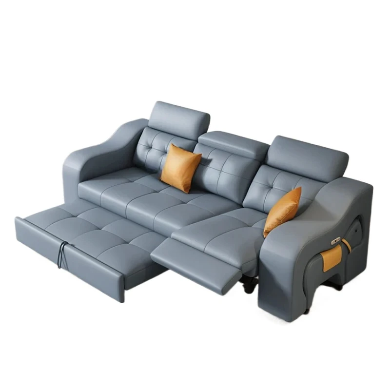 Smart-Electric-Function-Leather-Sofa-Straight-Row-Adjustable-Sofa-Bed ...