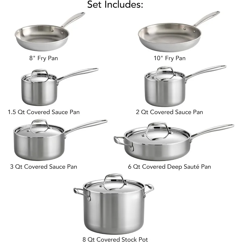 Stainless Steel 12-Piece Cookware Set – Chef Choice Depot