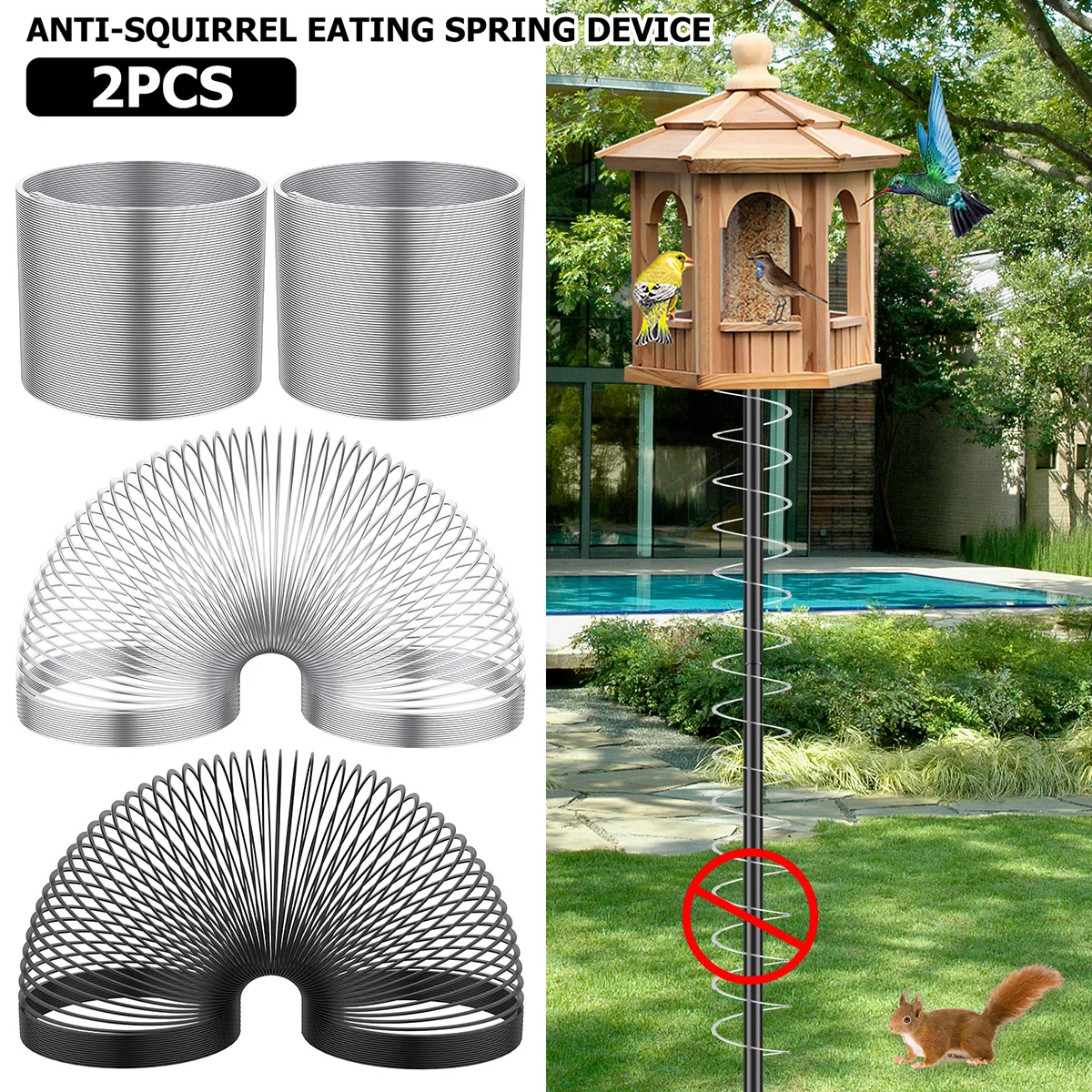 Squirrel-Proof-Spring-Metal-Spring-Device-Stretchable-Elastic-Coil ...