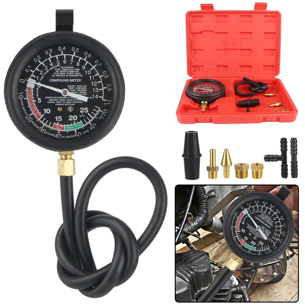 Pressure-Gauge-Automotive-Cylinder-Tester-Kit-Vacuum-Gasoline-Engine ...