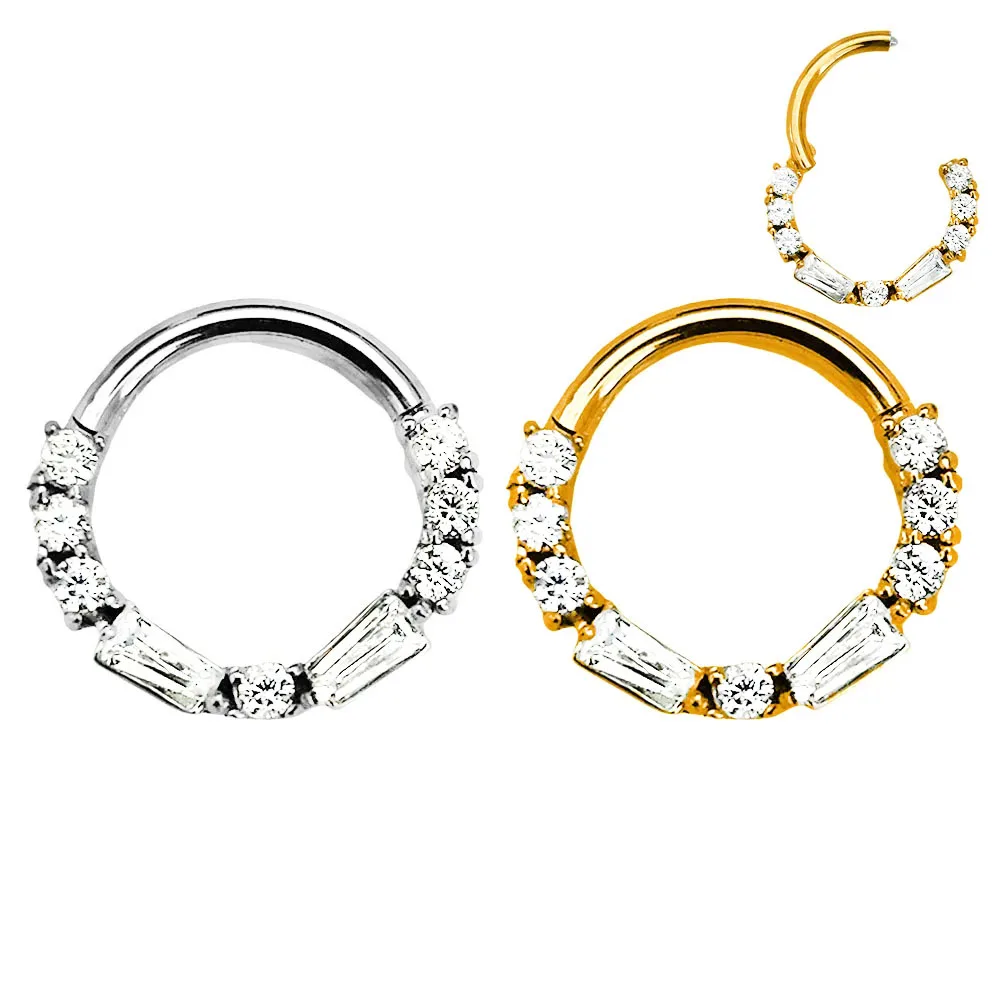 316L Surgical Steel 16G Ladder CZ Septum Piercing Daith Conch Hoop ...