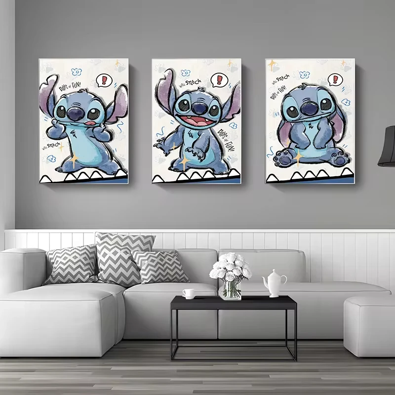 MINISO-Disney-cartoon-Lilo-Stitch-Wall-Art-Poster-Baby-Room-Cute-Canvas ...