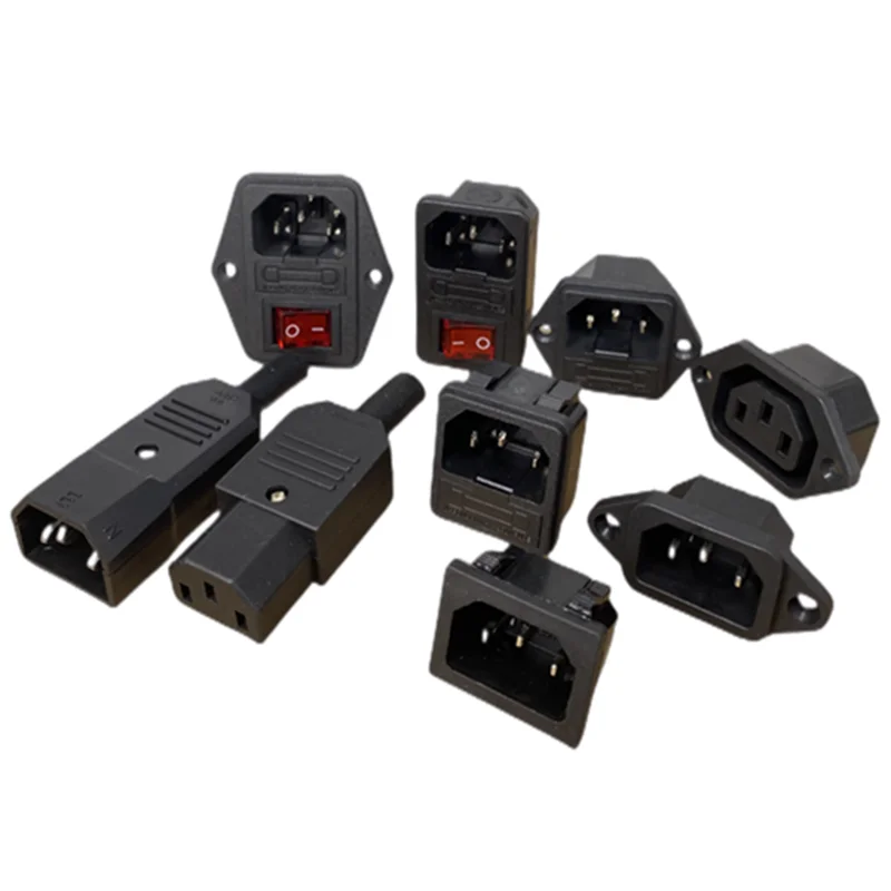 Black IEC320 C13 C14 AC Power Panel Socket PDU UPS Rewirable Wiring ...
