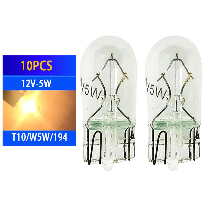 10pcs Car T10 Halogen W5W 168 194 158 Wedges Bulbs 12v 5w Auto License ...