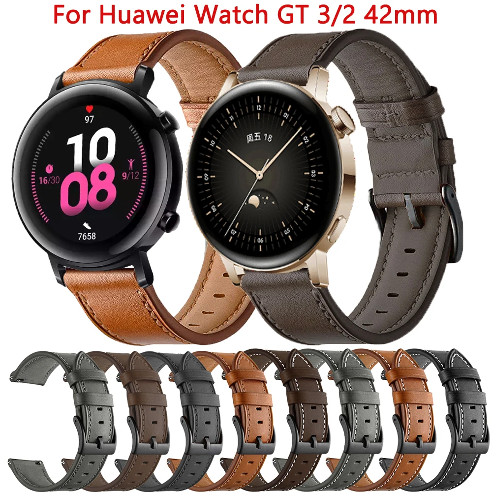 20mm-Leather-Wristband-For-Huawei-Watch-GT-3-2-GT2-42mm-GT3-Pro-43mm ...