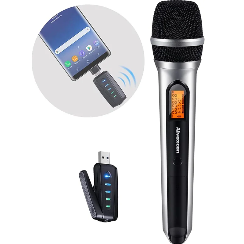 USB Wireless Microphone, Alvoxcon UHF Unidirectional Mic for Smartphone ...