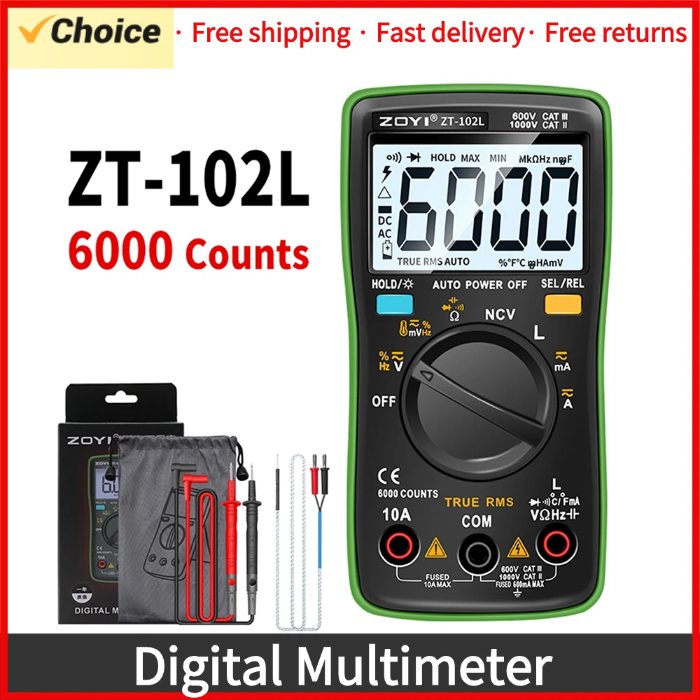 Digital-Multimeter-6000-Counts-True-RMS-Current-Voltage-Capacitance ...