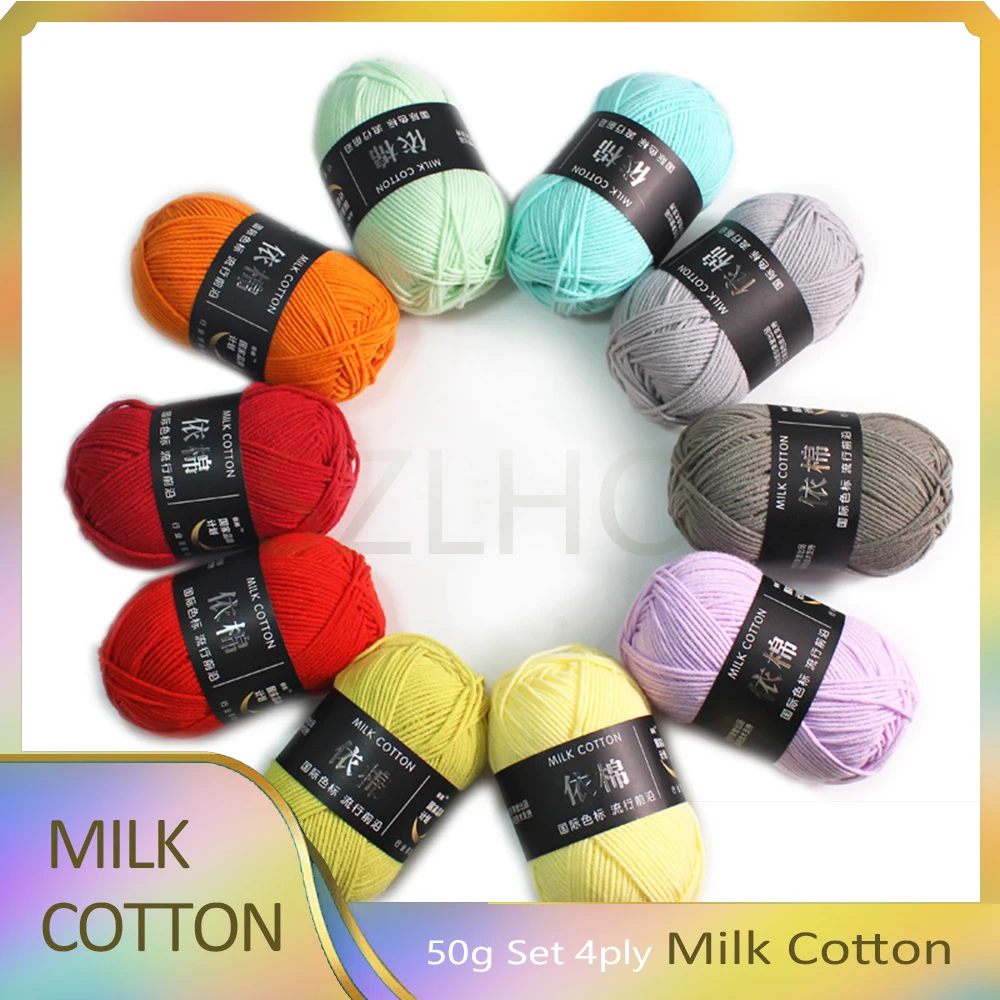 A1-50g-Set-4ply-Soft-Milk-Cotton-Yarn-for-Crochet-Threads-for-Knitting ...