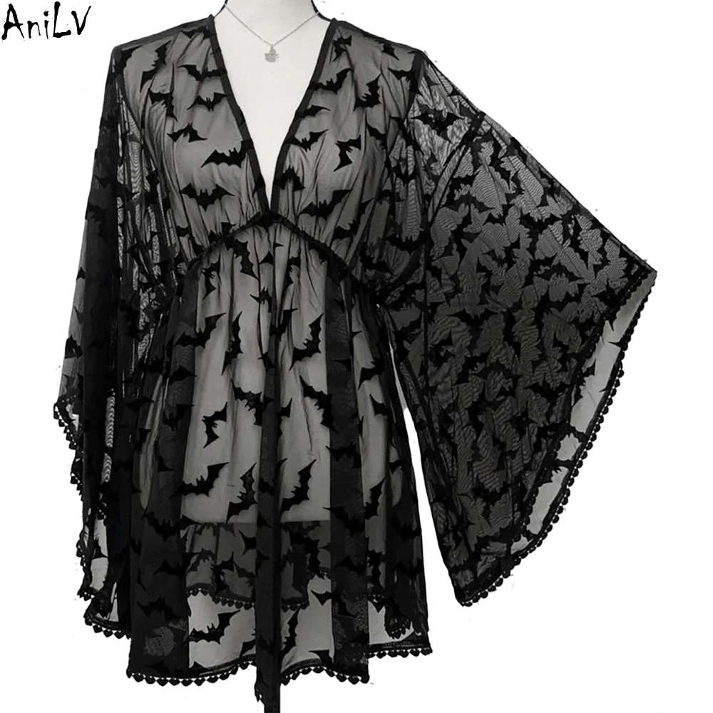 AniLV Halloween Women Bat Smock Uniform Demon Witch Vampire Dress ...