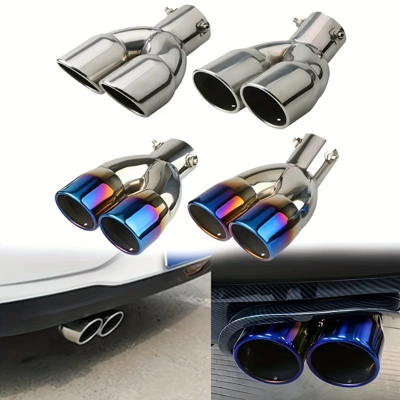 Car-modification-dual-pipe-exhaust-pipe-decoration-universal-thickened ...