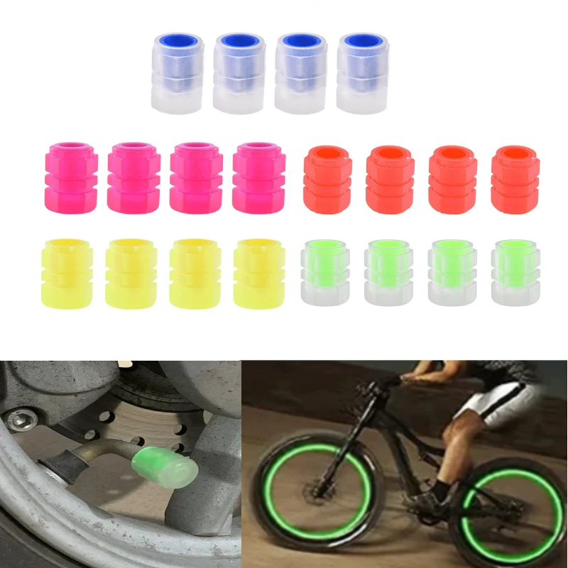 4/8pcs Bicycle Luminous Valve Caps MTB Road Bike Tires Wheel Rims Rod ...