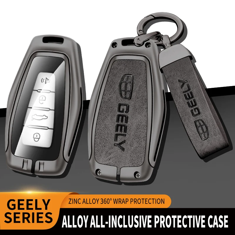 New-Zinc-Alloy-Leather-TPU-Car-Key-Bag-Key-Chain-For-Geely-Coolray ...