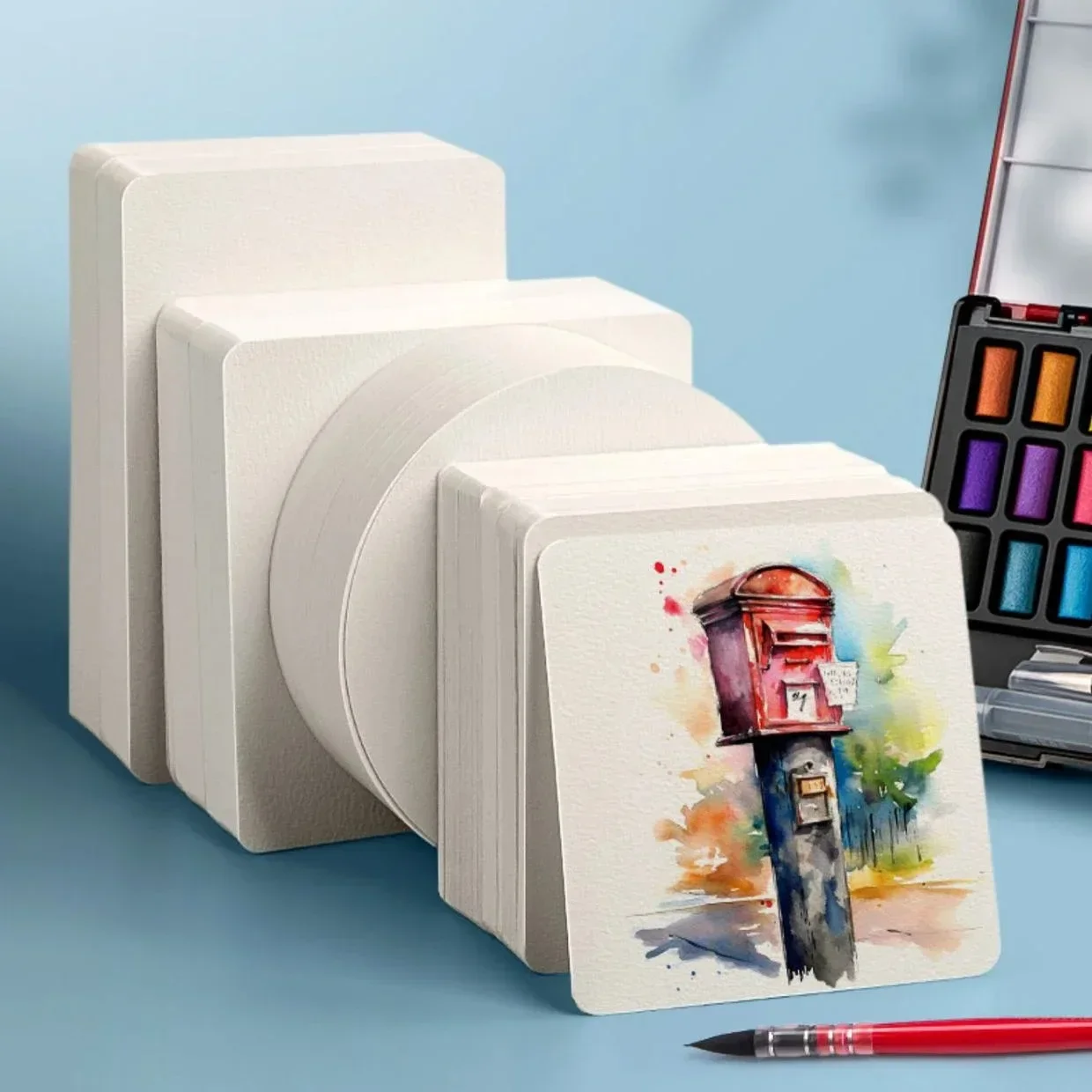 Square-Round-Water-color-Paper-100g-25-Sheets-Professional-Drawing ...