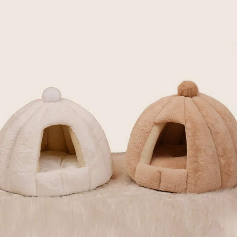 Deep-Sleep-Round-Kennel-Semi-closed-Cat-Kennel-Rabbit-Fur-Autumn-and ...