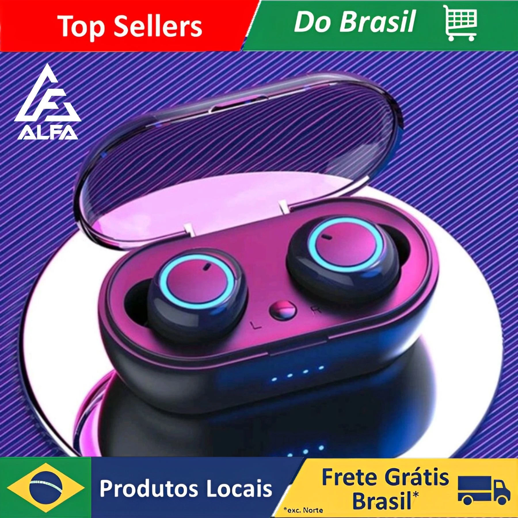 Fone de ouvido Tws-5 sem fio bluetooth 5.0 headfone para celular