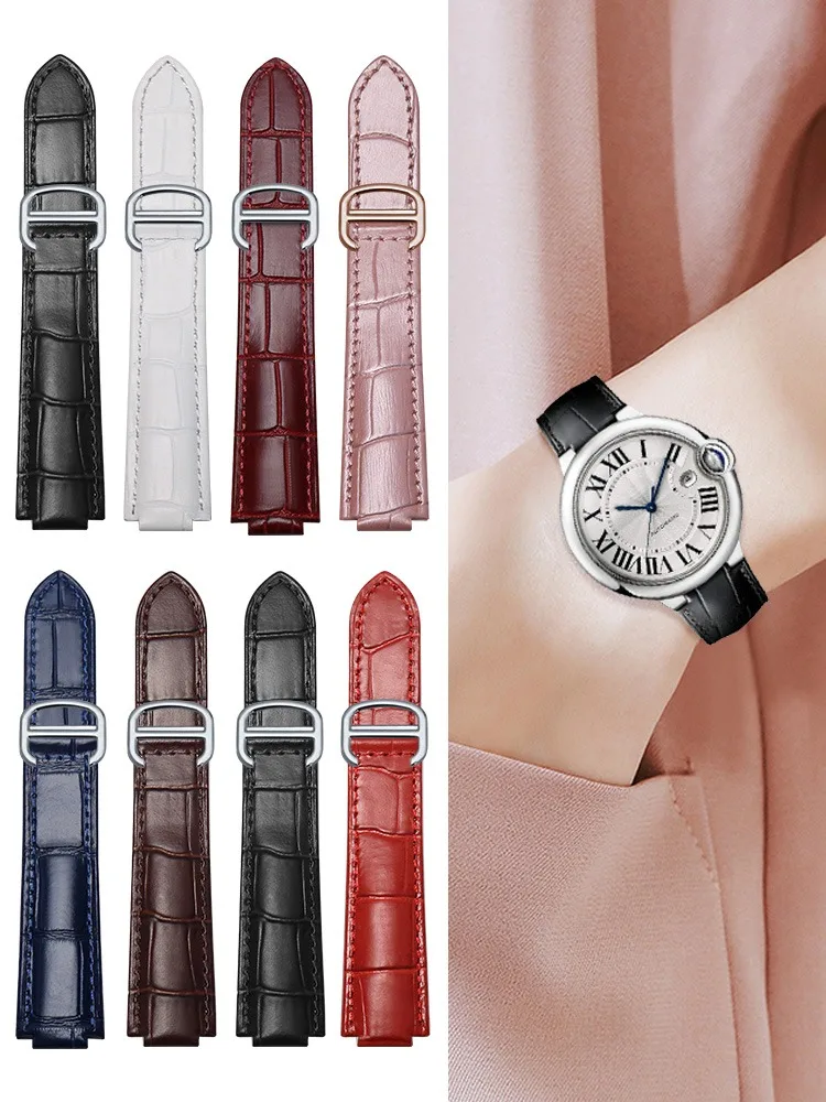 Genuine Leather Watchband For Cartier Blue Balloon Bracelet Replace ...