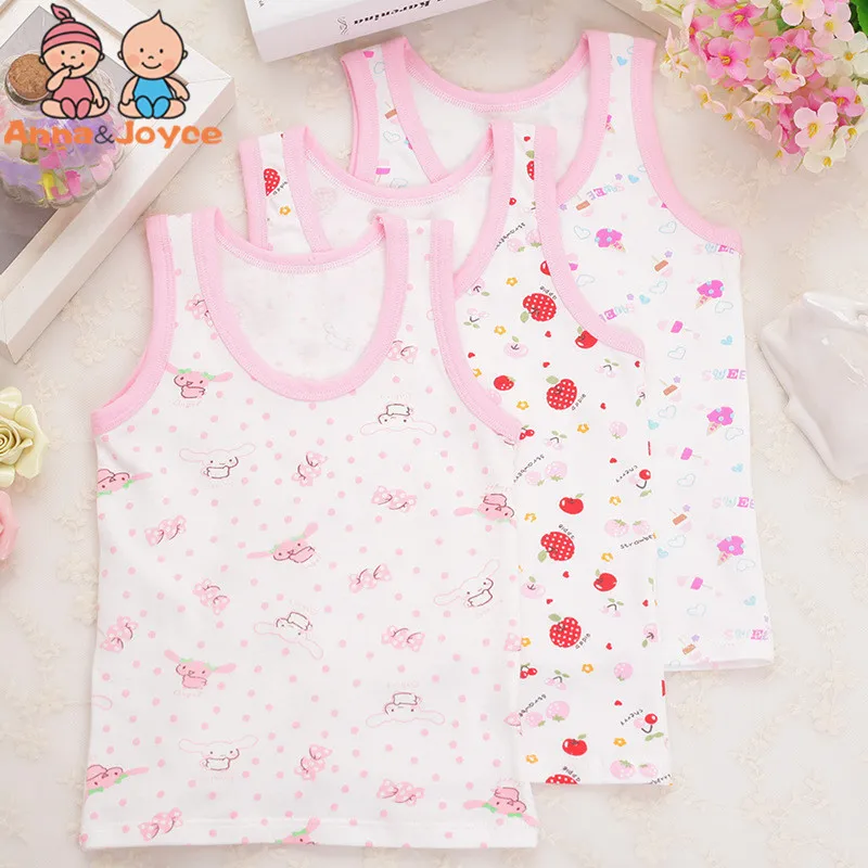 5Pc/mix Cute Girls Summer Tanks 100% Cotton Vest Children's Fashion ...