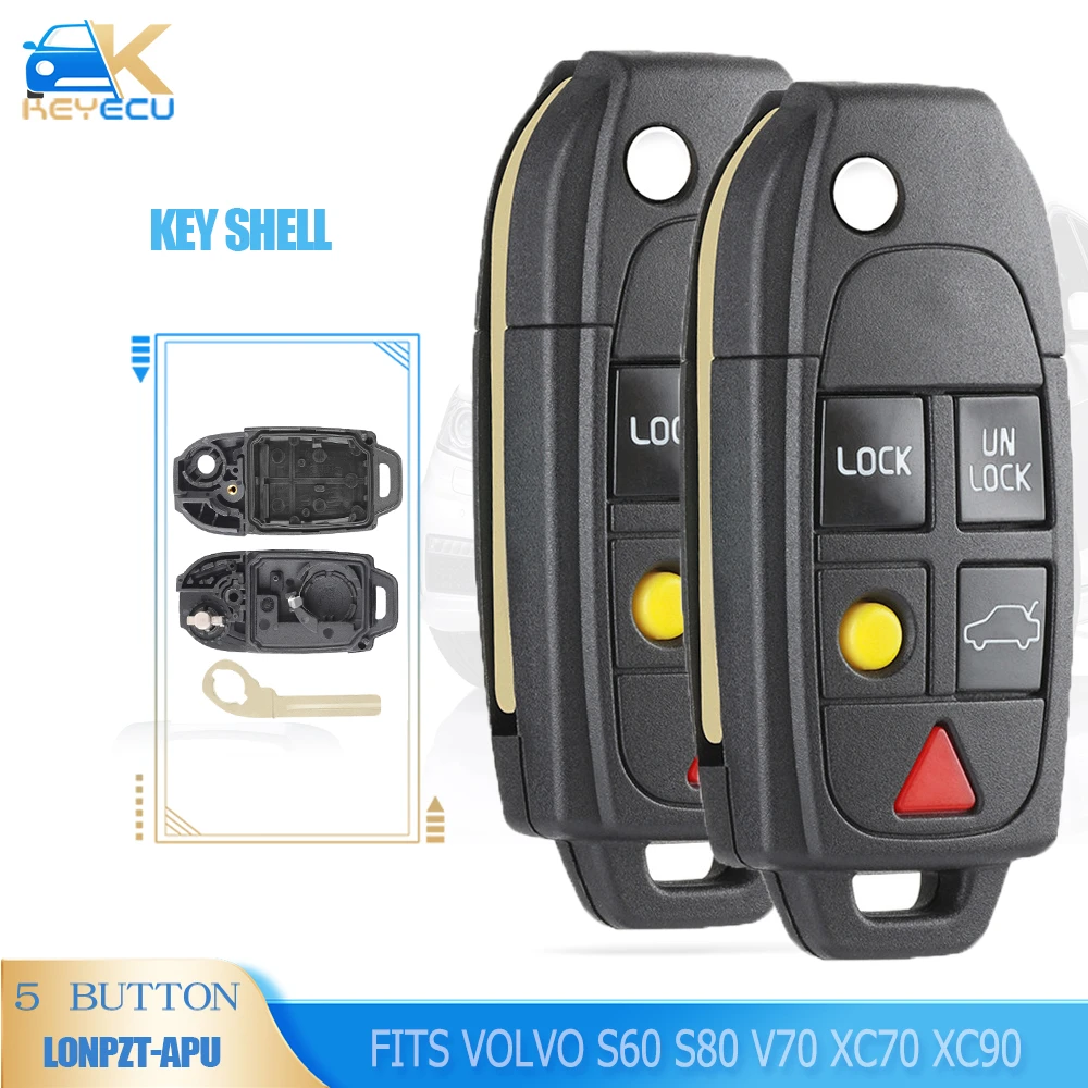 KEYECU 2PCS/LOT 5 Button Flip Remote Key Shell Case Fob fits 1999 2013 ...