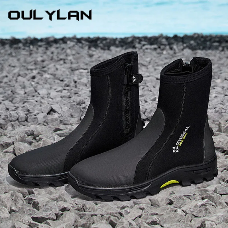Oulylsn 5mm Dive Boots Wetsuit Neoprene Boots With Side Zipper for Men ...