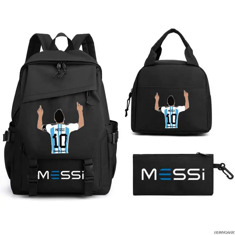 New 3pcs Messi Backpack Laptop Student School Bags Teens Girls Boys ...