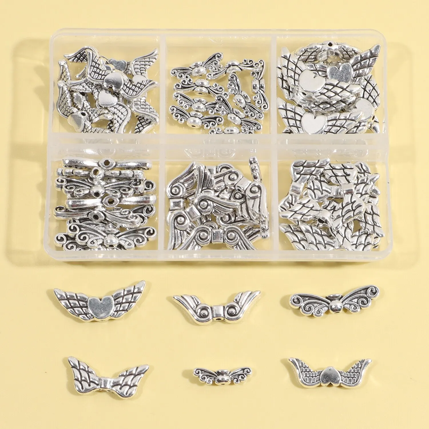 1-Box-6-Styles-Wing-Beads-Angel-Fairy-Wings-Charm-Alloy-Spacer-Bead ...