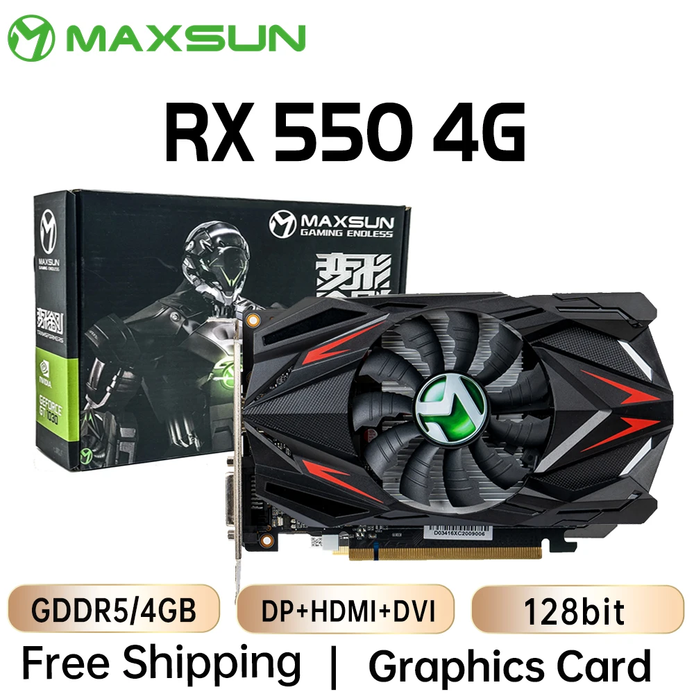 MAXSUN-transformadores-GPU-AMD-Radeon-RX-550-4G-GDDR5-14nm-ordenador-PC ...