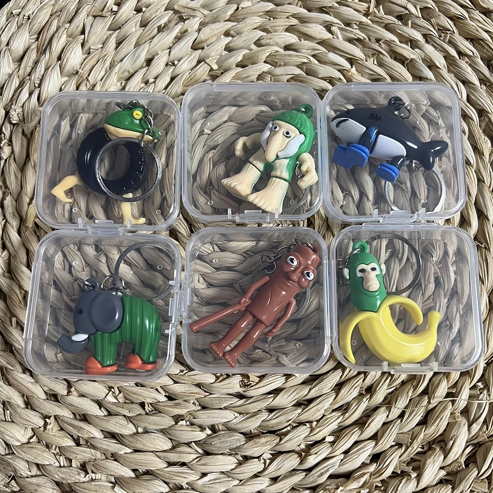 1/6pcs 3D cute Italian brain rot animal design keychain with packaging ...