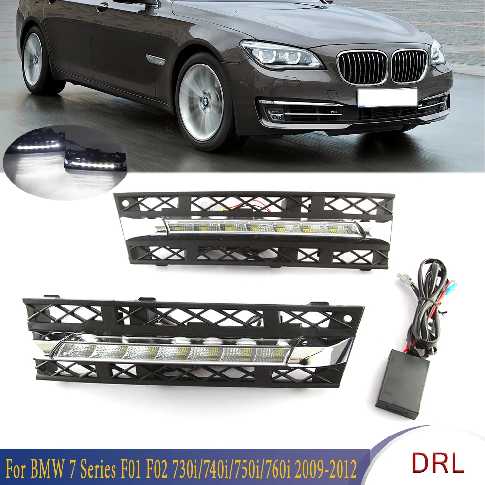 1-Pair-LED-Daytime-Running-Lights-DRL-Driving-Fog-Lamp-Grilles-For-BMW ...