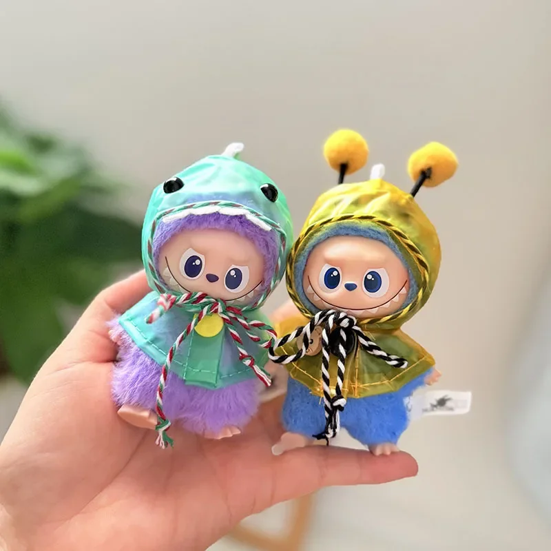 For 10cm Mini Labubu 4.0 Pin for Love Series Mini Labubu Rain Coat Doll ...
