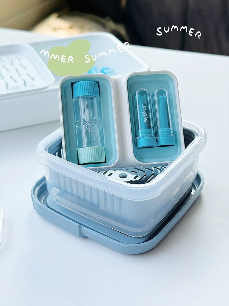 OK Lens Care Dual Head Storage Box with Double Bottle for Contact ...