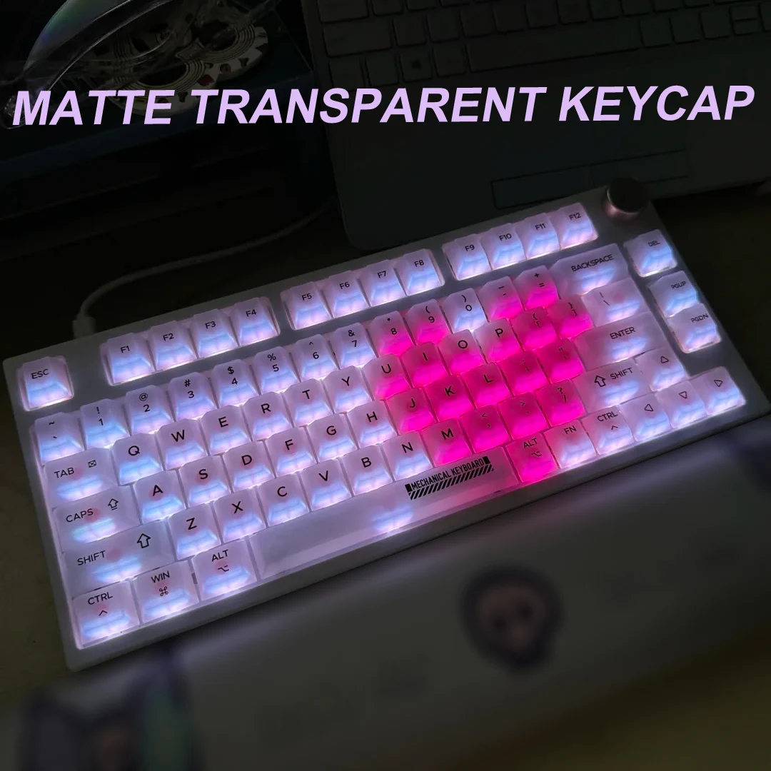 122Keys-Transparent-Russian-Korean-Keycap-Matte-PC-Milky-White-Keycap ...
