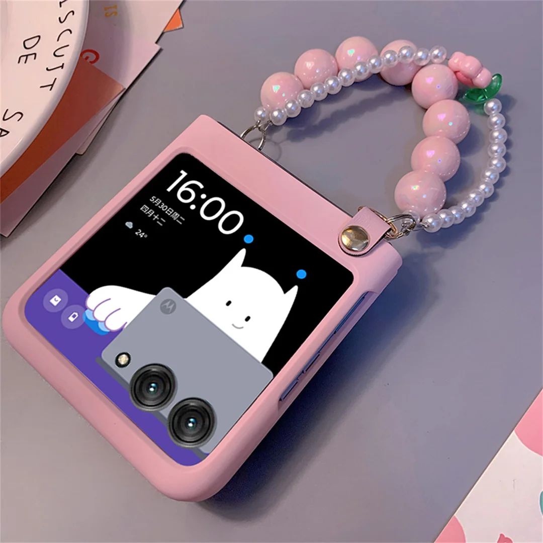 Ins-Korean-Cute-Fresh-Pink-Pearl-Flower-Bracelet-Phone-Case-for ...