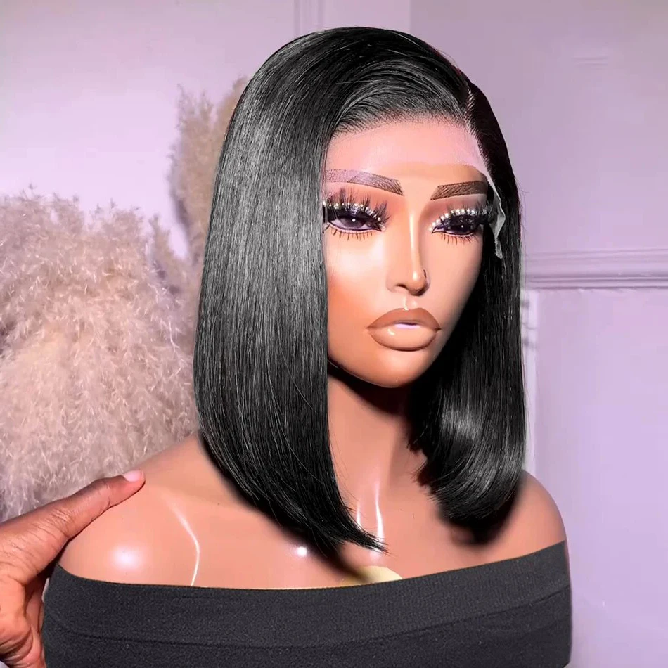 Bone-Straight-Bob-Wig-Lace-Front-Human-Hair-Wigs-Brazilian-5x1-13x1 ...